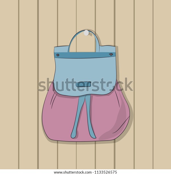 Backpack Hanging On Hook On Wall Stock Vector (Royalty Free) 1133526575 ...