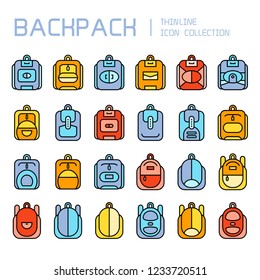 Backpack Icons Set Colorful Theme Design Stock Vector (Royalty Free ...