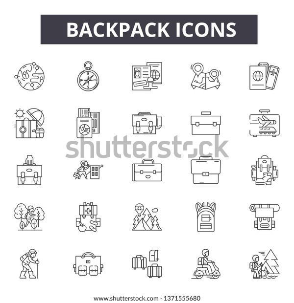 Backpack Line Icons Signs Set Vector Stock Vector (Royalty Free ...