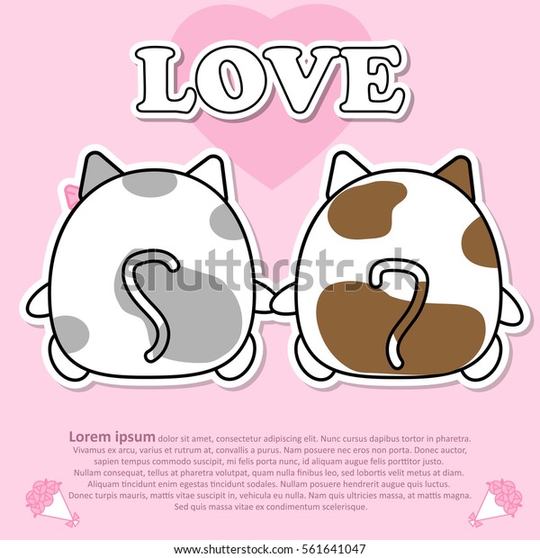 Backside View Lovely Cute Cat Couple Stock Vector (Royalty Free ...