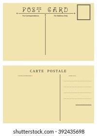 Backside Vintage Postcard Placing Messages Addresses Stock Vector ...