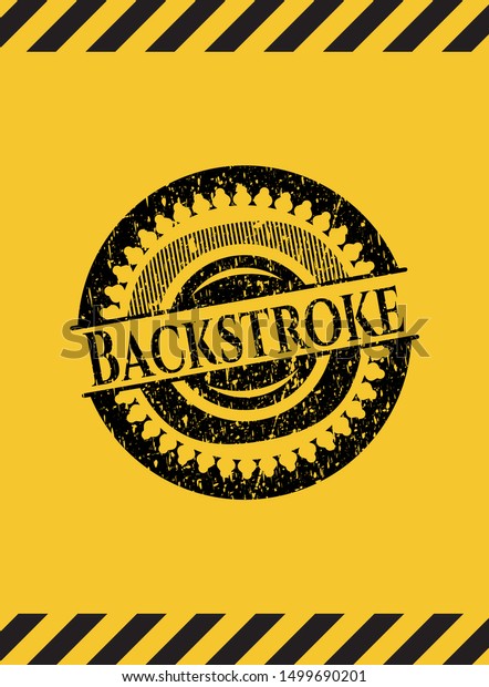 Backstroke Black Grunge Emblem Yellow Background Stock Vector (Royalty ...