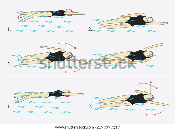 Backstroke One Arm Extended Forward That Stock Vector (Royalty Free ...