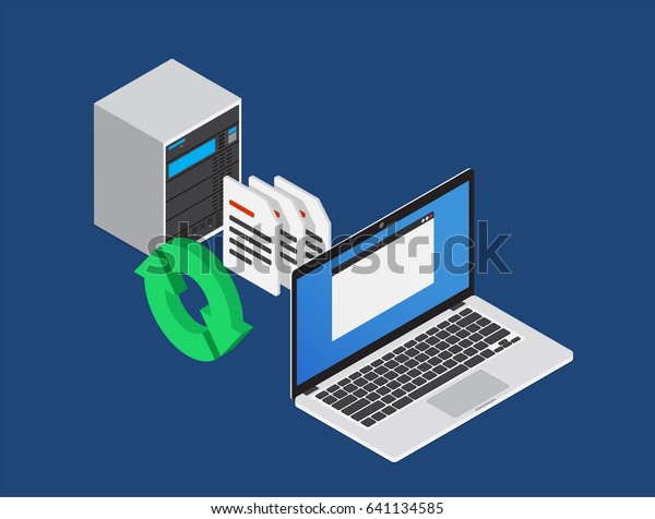 Backupupload Files Synchronize Data Storage Onlineoffline Stock Vector ...