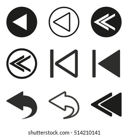 Backward Vector Icons Set Black Illustration Stock Vector (Royalty Free ...