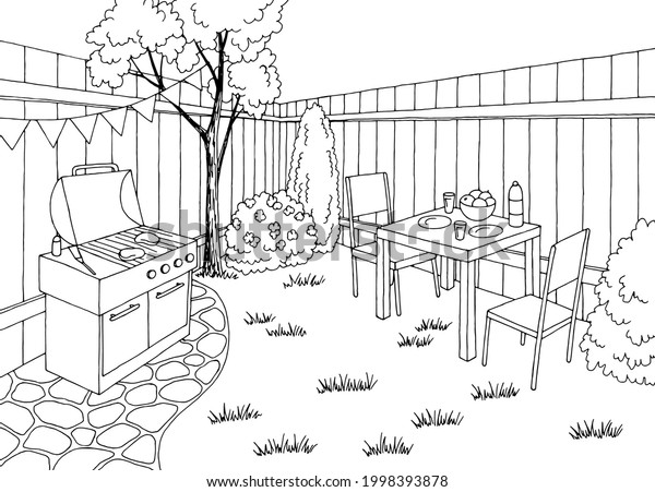 Backyard Bbq Garden Party Graphic Black Stock Vector (Royalty Free ...