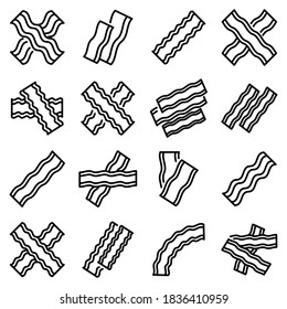 Bacon Icons Set Outline Set Bacon Stock Vector (Royalty Free ...