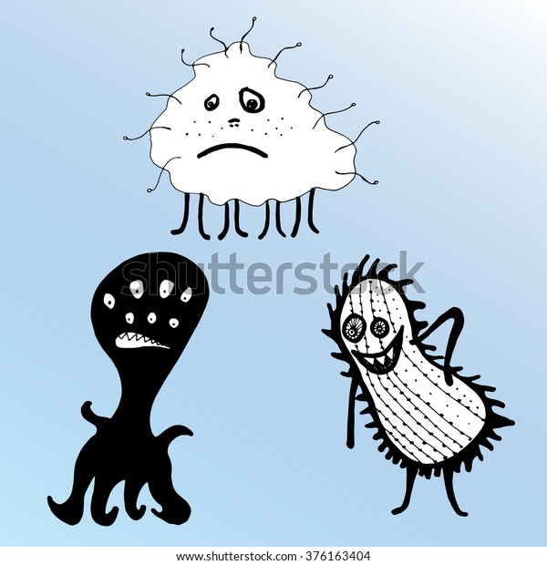 Bacteria Cells Line Art Virus Cartoon Stock Vector (Royalty Free ...