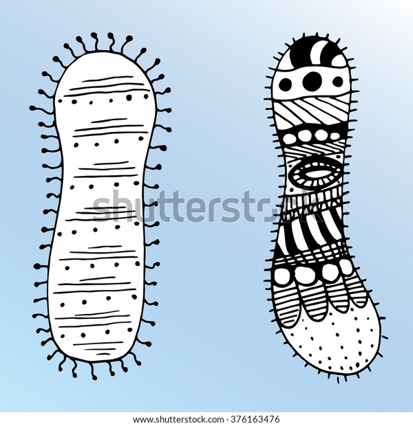 Bacteria Cells Line Art Virus Cartoon Stock Vector (Royalty Free ...