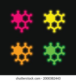 Bacteria Four Color Glowing Neon Vector Stock Vector (Royalty Free ...