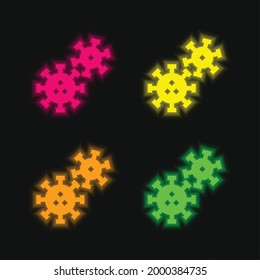 Bacteria Four Color Glowing Neon Vector Stock Vector (Royalty Free ...