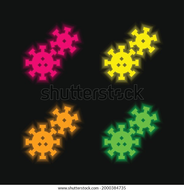 Bacteria Four Color Glowing Neon Vector Stock Vector (Royalty Free ...