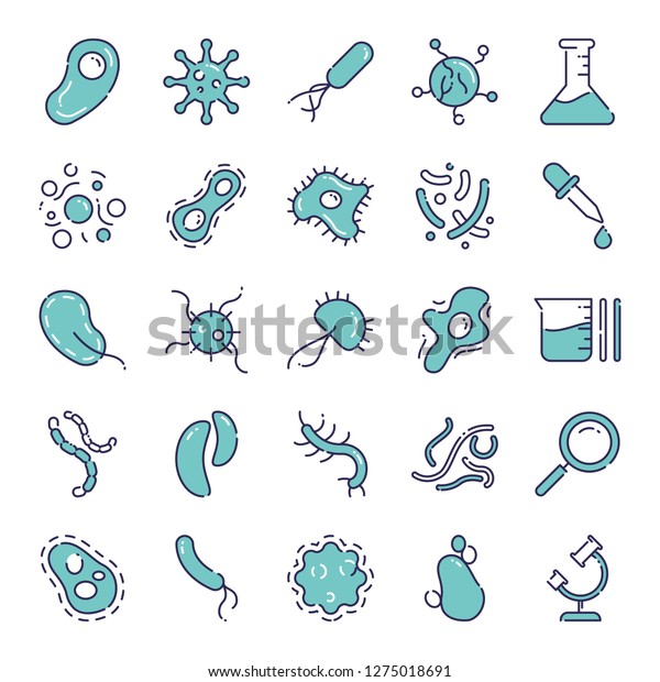 Bacteria Icons Pack Isolated Bacteria Symbols Stock Vector (Royalty ...