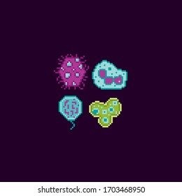 Bacteria Microbe Pixel Art Icons Set: Vector có sẵn (miễn phí bản quyền ...