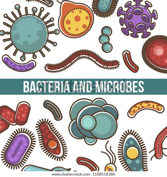 Bacteria Microbes Poster Text Organisms Vector Stock Vector (Royalty ...