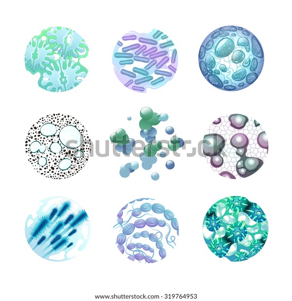 Bacteria Round Icons Set Microbes Viruses Stock Vector (Royalty Free ...