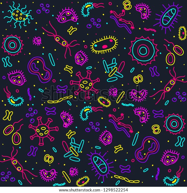 Bacteria Viruses Germs Vector Colorful Pattern Stock Vector (Royalty ...