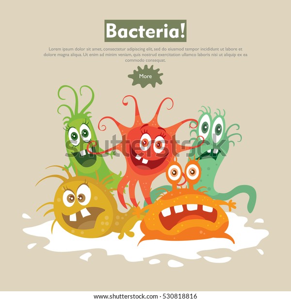 Bacteria Web Banner Group Funny Colorful Stock Vector (Royalty Free ...