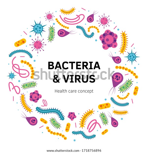 Bacterial Microorganism Template Bacteria Germs Colorful Stock Vector ...