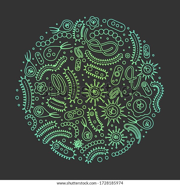 Bacterial Microorganism Template Bacteria Germs Colorful Stock Vector ...