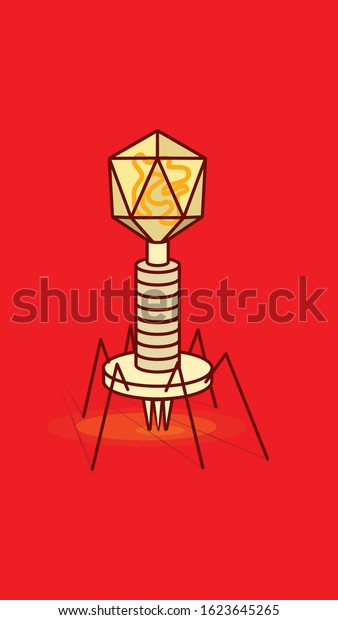 Bacteriophage Virus Flat Style Outlined Drawing Stock Vector (Royalty ...