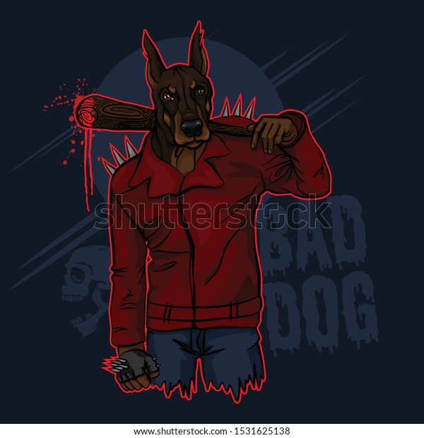 Bad Boy Dog Doberman Baton: vector de stock (libre de regalías ...
