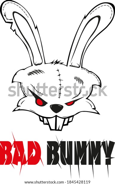 Conejo malo, conejo seco con ojos rojos, conejo blanco, conejo malvado