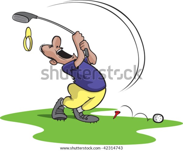 Bad Cartoon Golfer Swinging Missing Golfer Stock Vector (Royalty Free ...
