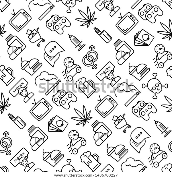 Bad Habits Seamless Pattern Thin Line Stock Vector (Royalty Free ...