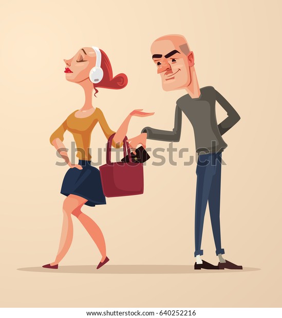 Bad Pickpocket Man Character Steals Purse Stock Vector (Royalty Free ...