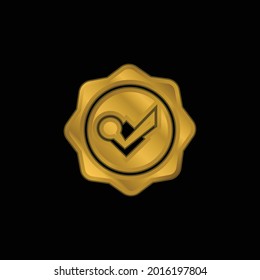 Badge Check Mark Gold Plated Metalic Stock Vector (Royalty Free ...