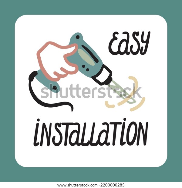 Badge Easy Installation Hand Holding Drill Stock Vector (Royalty Free ...
