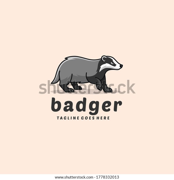 Badger Walking Mascot Illustration Vector Logo Stock Vector (Royalty ...