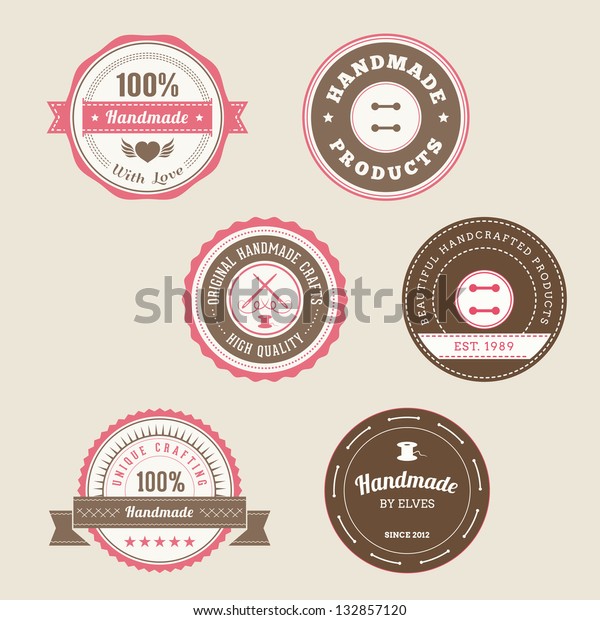 Badges Handmade Products Stock Vector (Royalty Free) 132857120