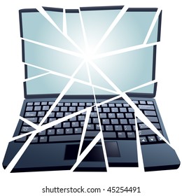 Badly Broken Laptop Computer Pieces Need Stock Illustration 45731533 ...