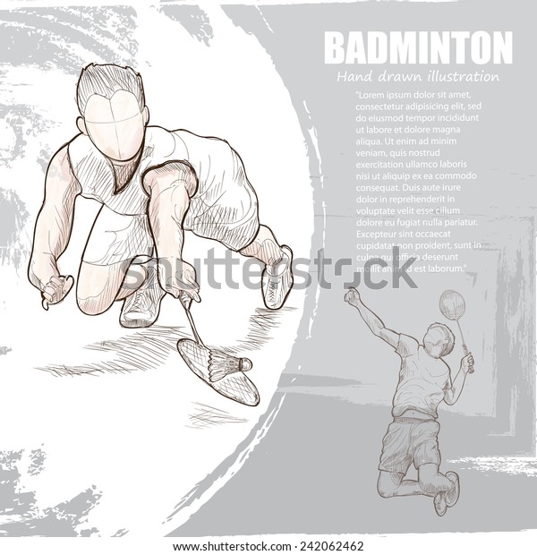 Badminton Background Design Hand Drawn Stock Vector (Royalty Free ...