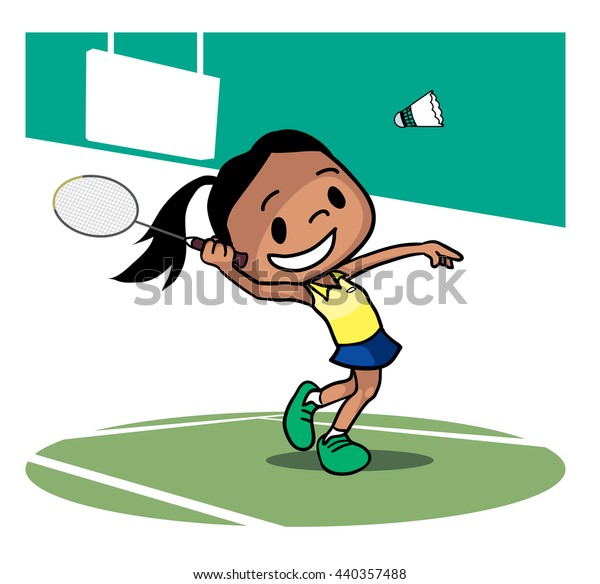 Badminton competition. Cartoon character. Vector illustration