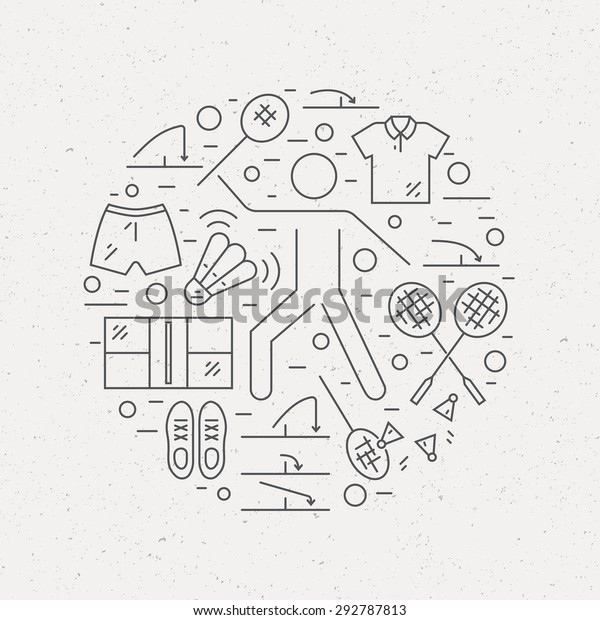 Badminton Elements Circle Summer Sport Concept Stock Vector (Royalty ...