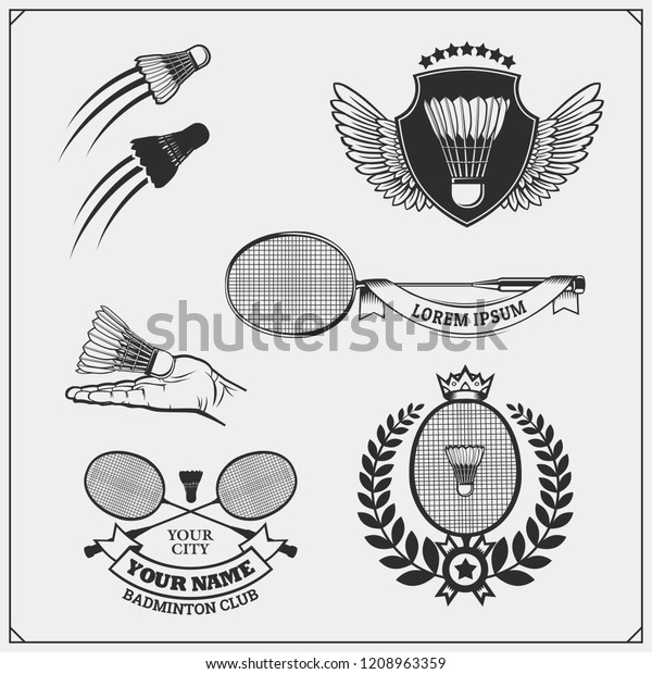 Badminton Emblems Symbols Icons Labels Design Stock Vector (Royalty ...