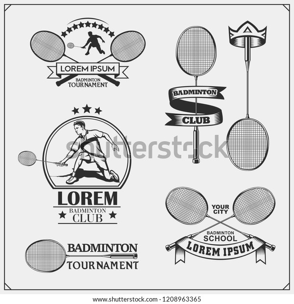 Badminton Emblems Symbols Labels Design Elements Stock Vector (Royalty ...