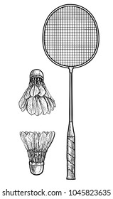 Badminton Racket Ball Illustration Drawing Engraving Stock Vector ...