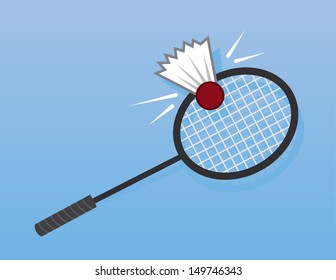 Badminton Racket Hitting Shuttlecock Stock Vector (Royalty Free ...