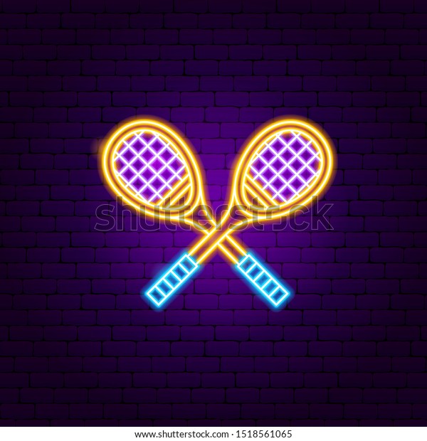 Badminton Rackets Neon Sign Vector Illustration Stock Vector (Royalty ...