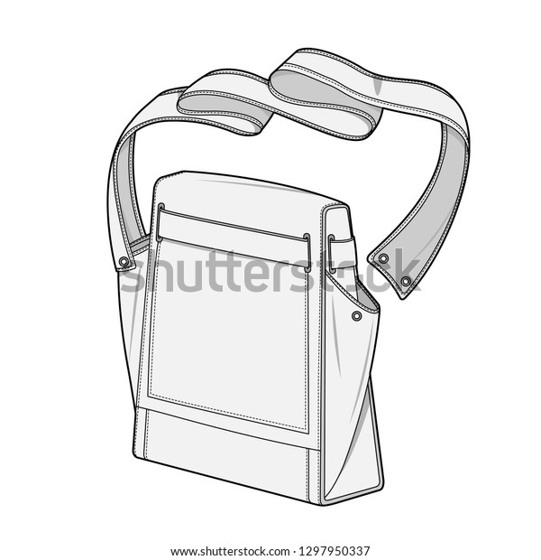 Bag Fashion Flat Technical Drawing Vector Stock Vector (Royalty Free ...