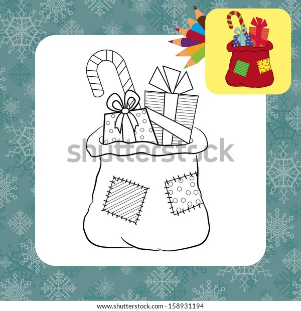 Bag Gifts Coloring Page Vector Illustration Stock Vector (Royalty Free ...
