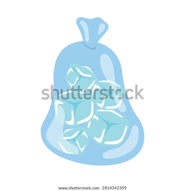 Bag Ice Cubes Isolated White Background Stock Vector (Royalty Free ...