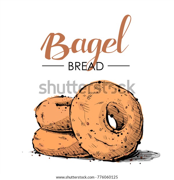 Bagel Bread Drawing Sketch Style Vector Stock Vector (Royalty Free ...