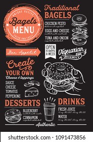 Bagels Restaurant Menu Vector Sandwich Food Stock Vector (Royalty Free ...