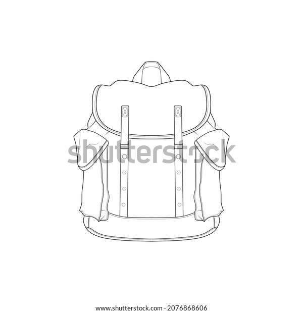 Bagpack Outline Drawing Vector Bagpack Sketch Stock Vector (Royalty ...