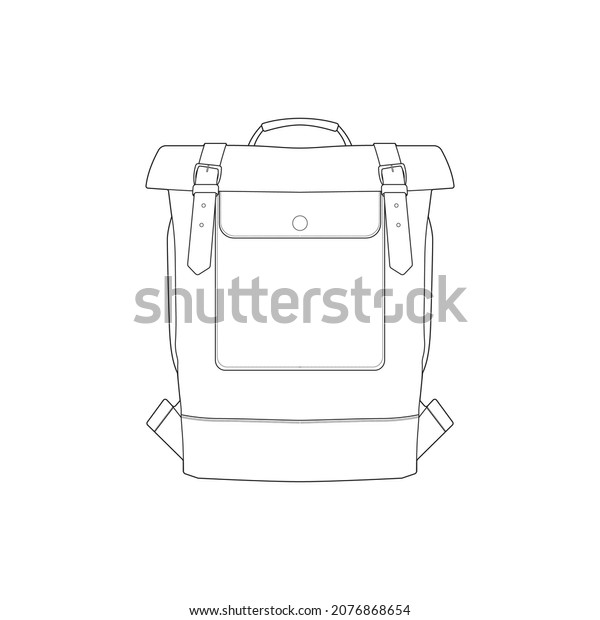 Bagpack Outline Drawing Vector Bagpack Sketch Stock Vector (Royalty ...